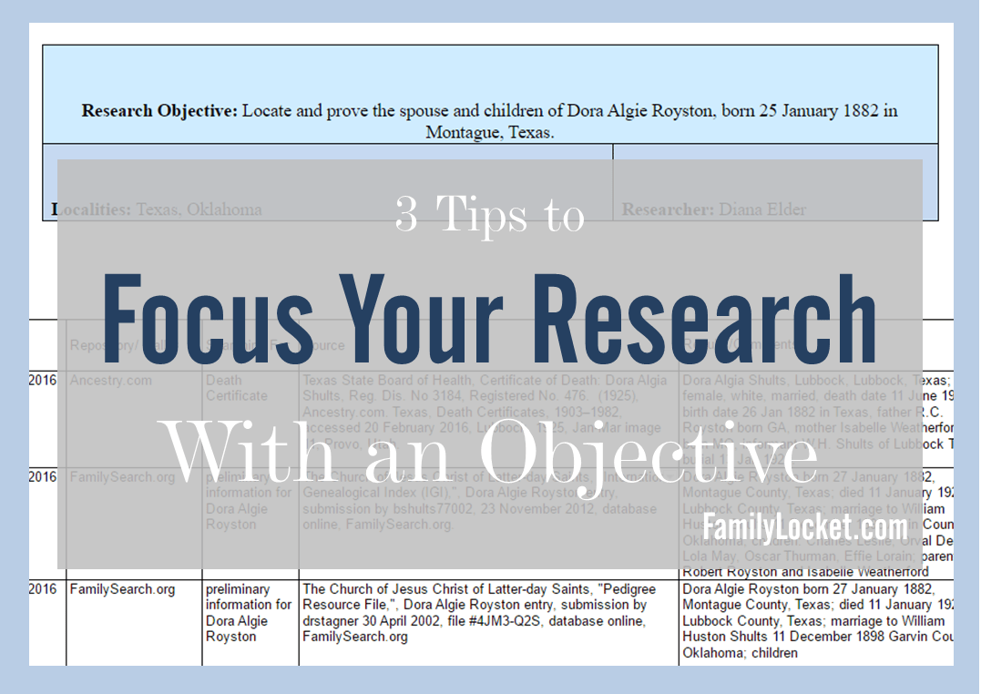 3 Tips to Focus Your Research With An Objective – Family Locket