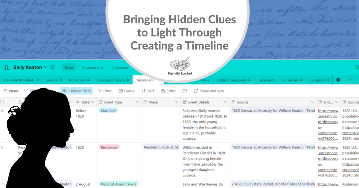 Bringing Hidden Clues to Light Through Creating A Timeline – Family Locket