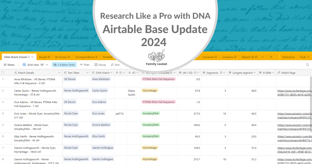 Research Like a Pro with DNA Airtable Base Update – 2024 – Family Locket