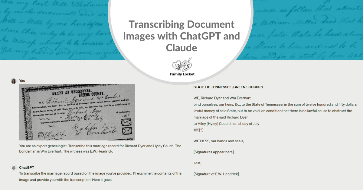 Transcribing Document Images with ChatGPT and Claude – Family Locket