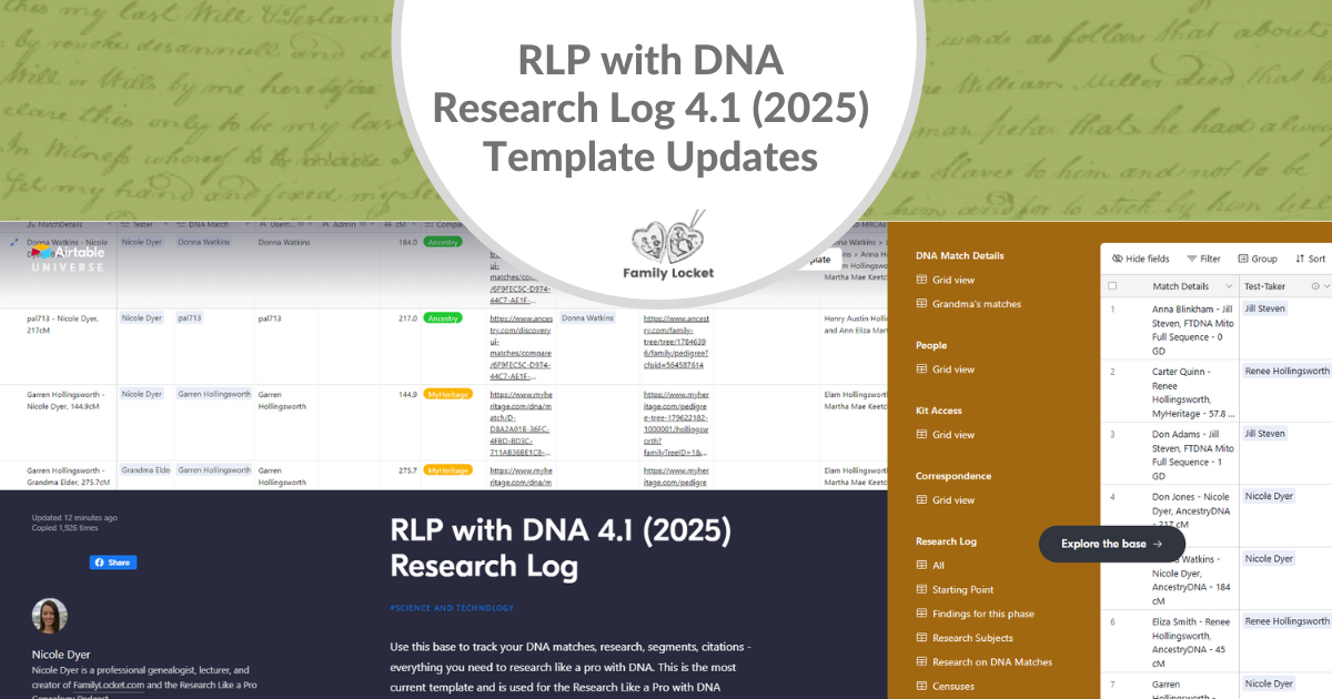 RLP with DNA Research Log 4.1 (2025) Airtable Template Updates – Family ...