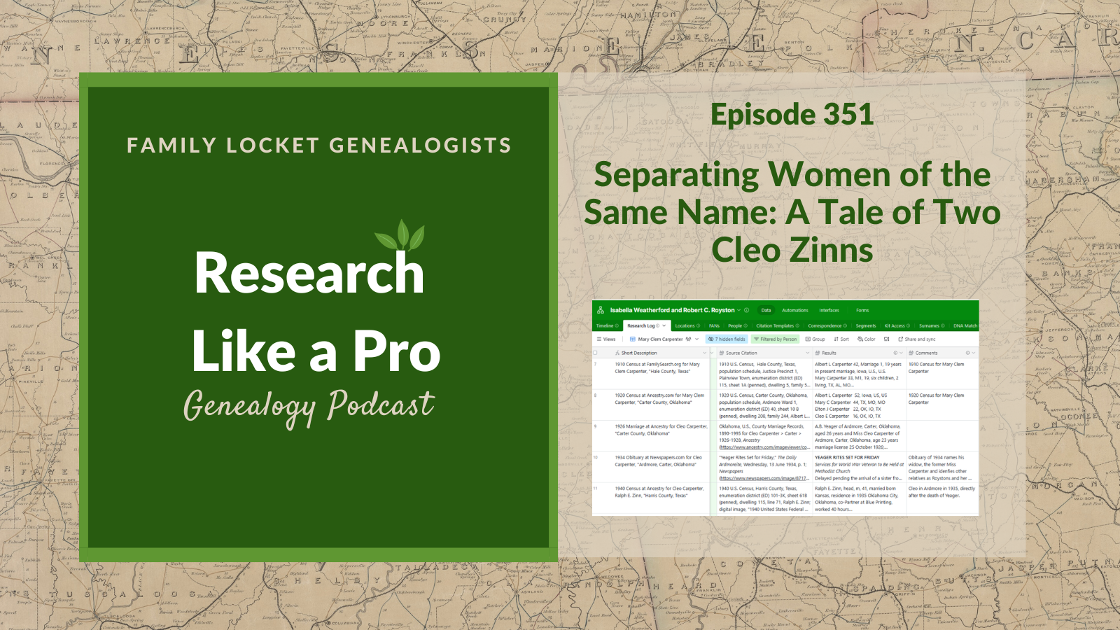 RLP 351: Separating Women of the Same Name: A Tale of Two Cleo Zinns ...